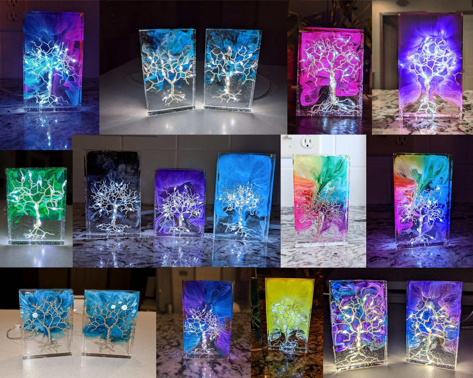 Mini Resin Lamp LED Wire Tree Unique Valentine's Gift - Etsy