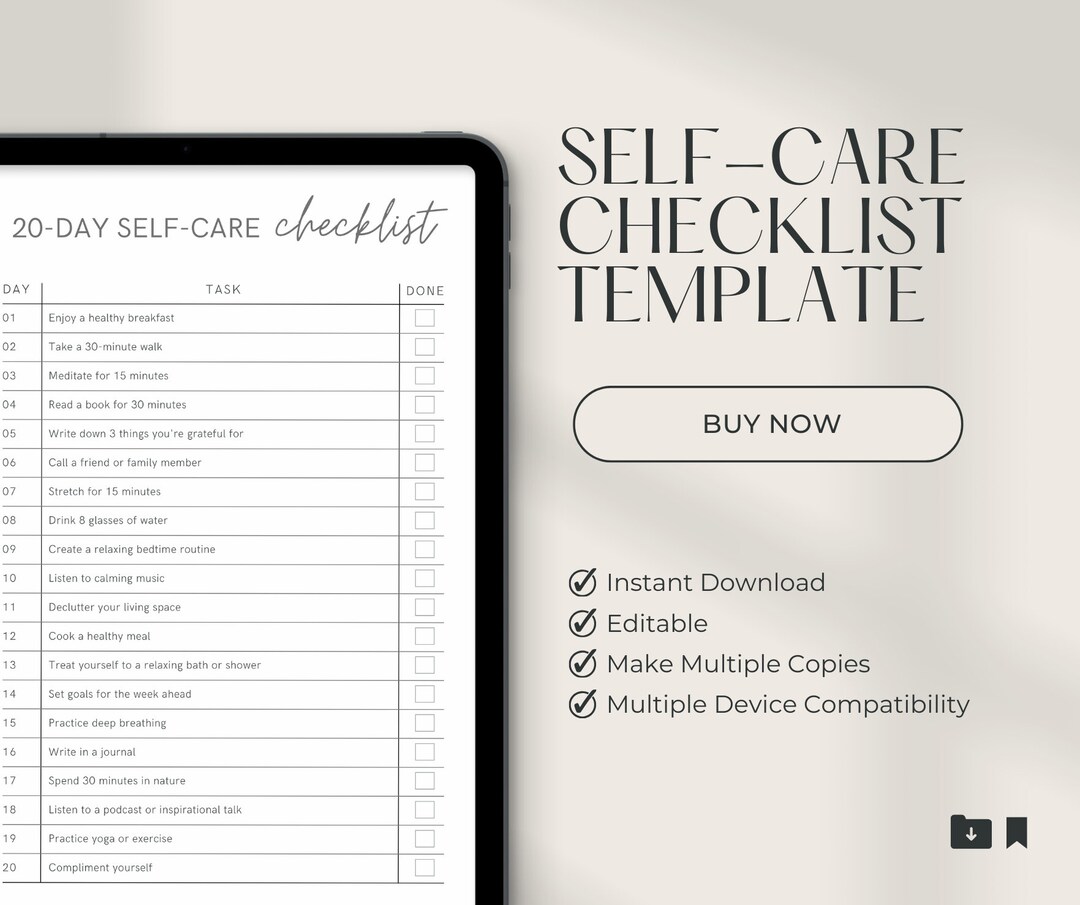 Self Care Planner | Self Care Template | Productivity Planner ...