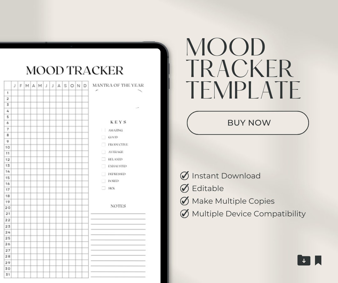 Mood Tracker | Mood Tracker Template | Template | Digital Download ...