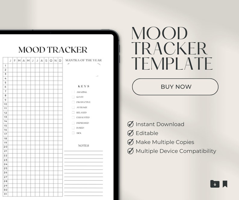 Mood Tracker Mood Tracker Template Template Digital Download Instant - Etsy