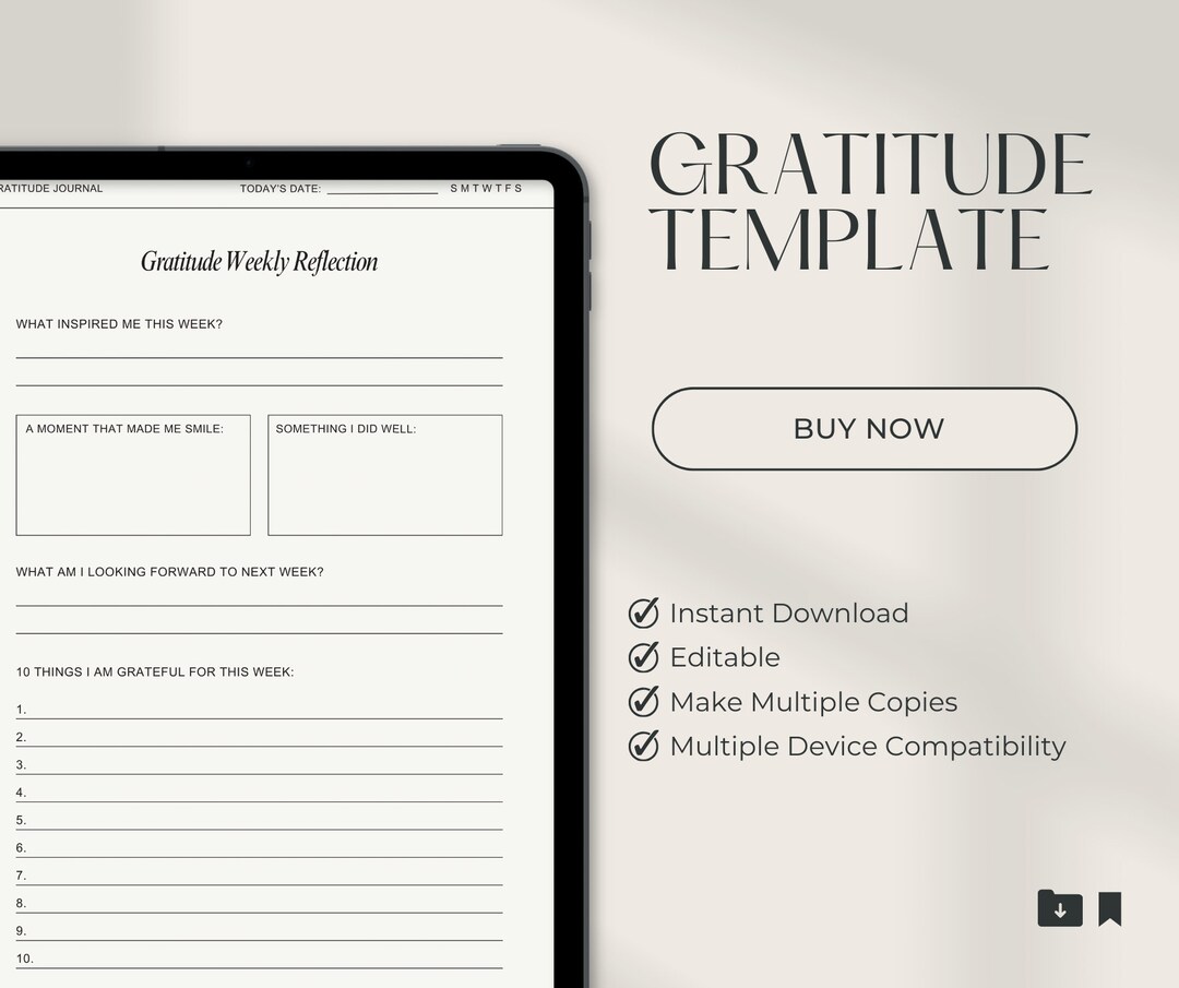 Gratitude Template | Daily Gratitude Template | Mindfulness Template ...