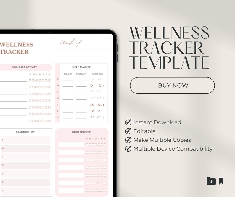 Wellness Tracker Wellness Tracker Template Template Digital Download ...