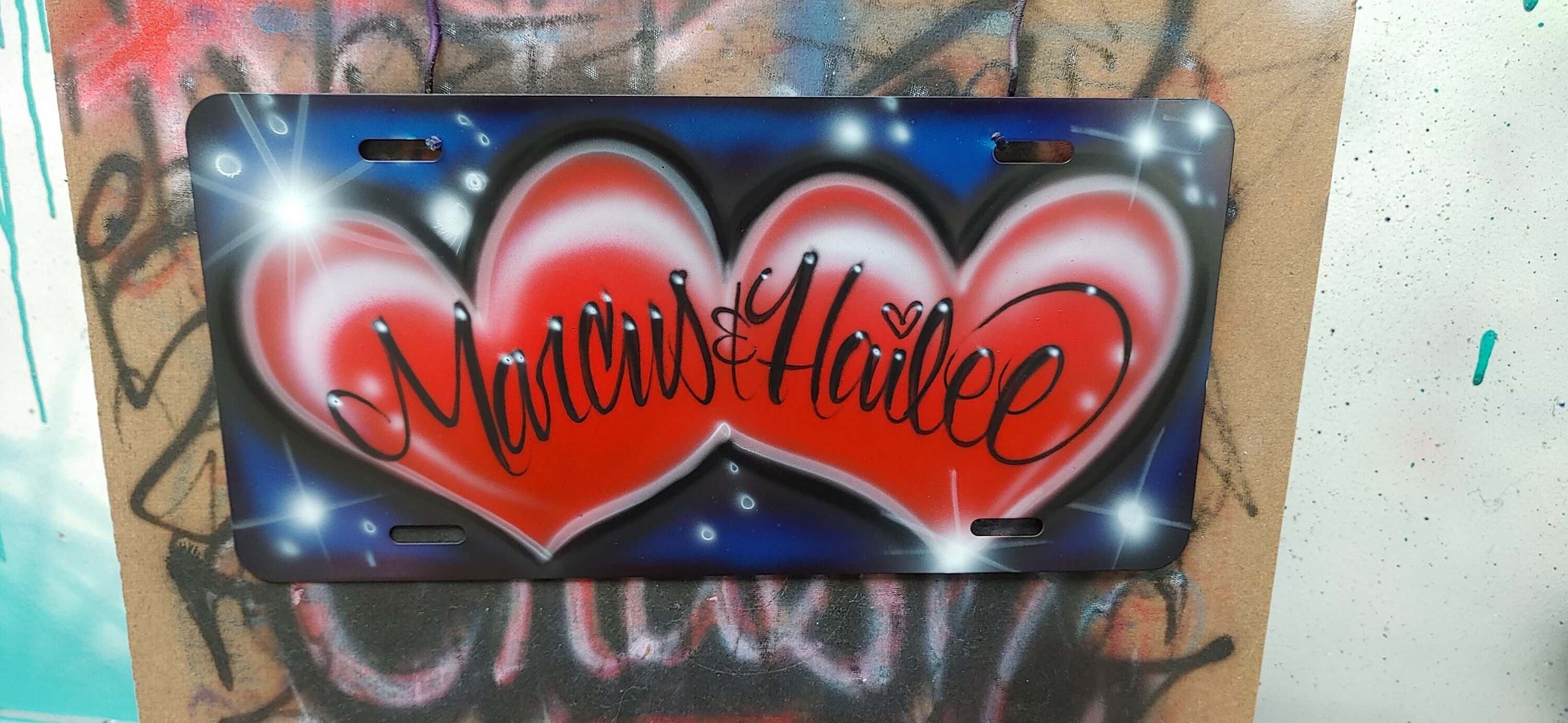 Couples Hearts License Plate Custom With Any Name | Etsy