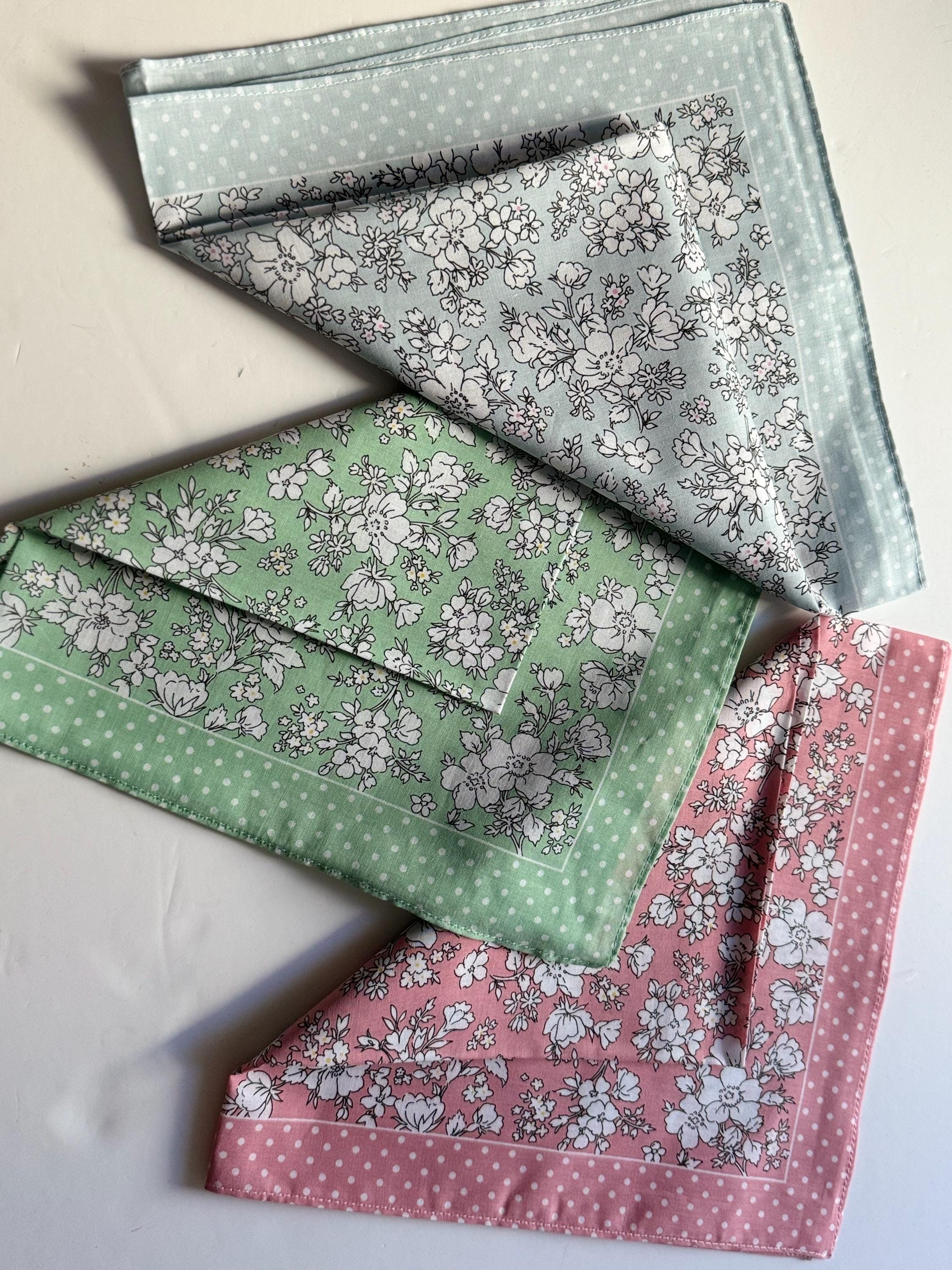 Set of 3 Beautiful Floral Ladies Handkerchiefs Cotton Cloth Reusable ...