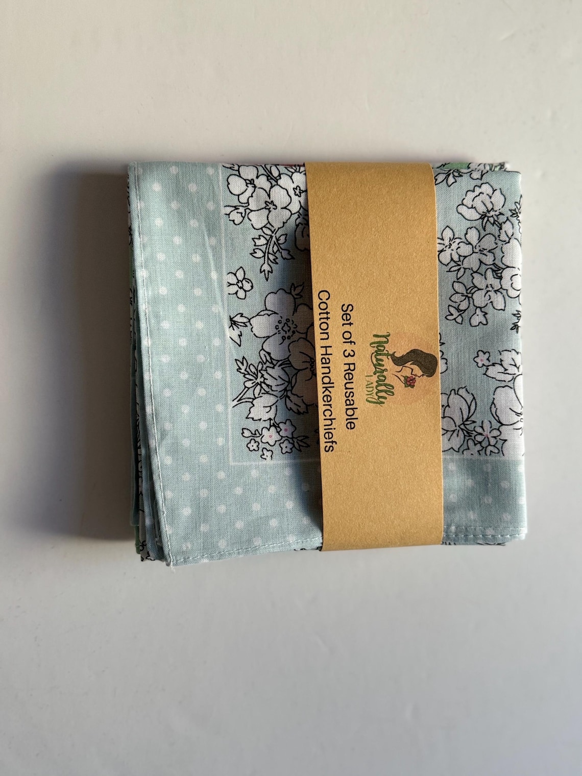 Set of 3 Beautiful Floral Ladies Handkerchiefs Cotton Cloth Reusable ...