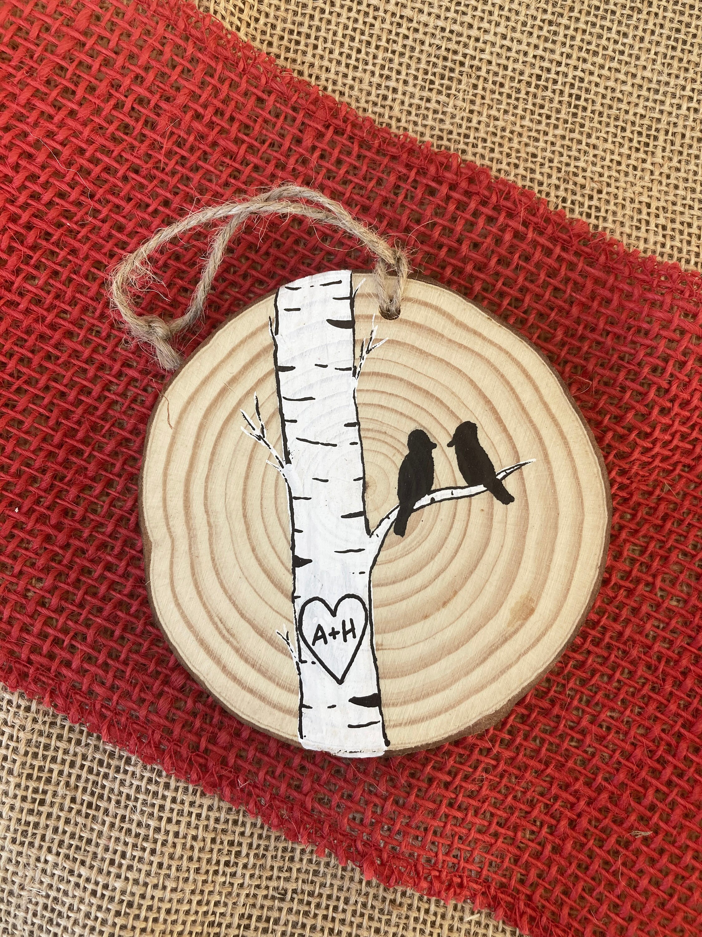 Birch Tree With Initials - Etsy