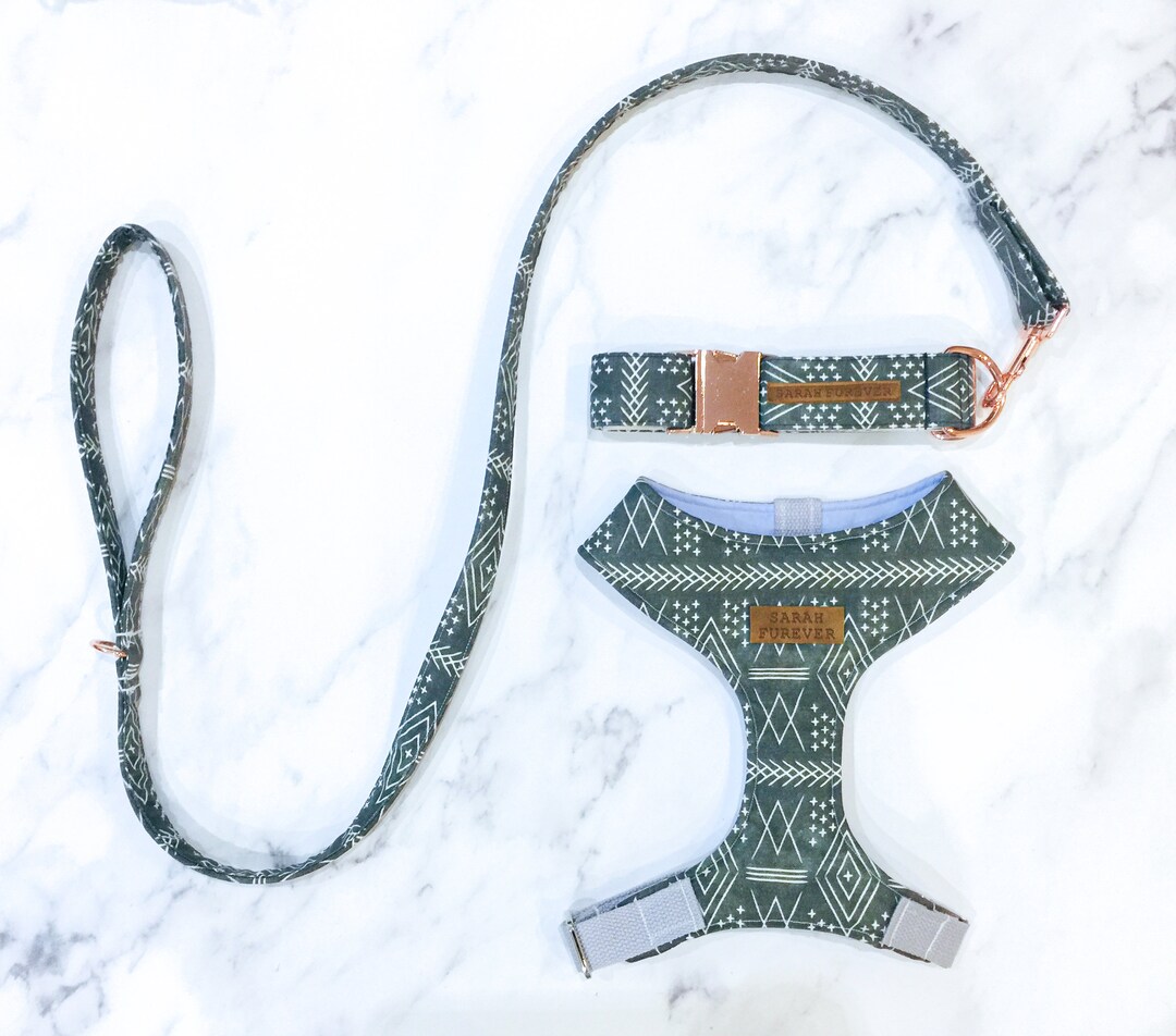 Dog Harness SET Collar Leash Set of Your Choice Aztec - Etsy