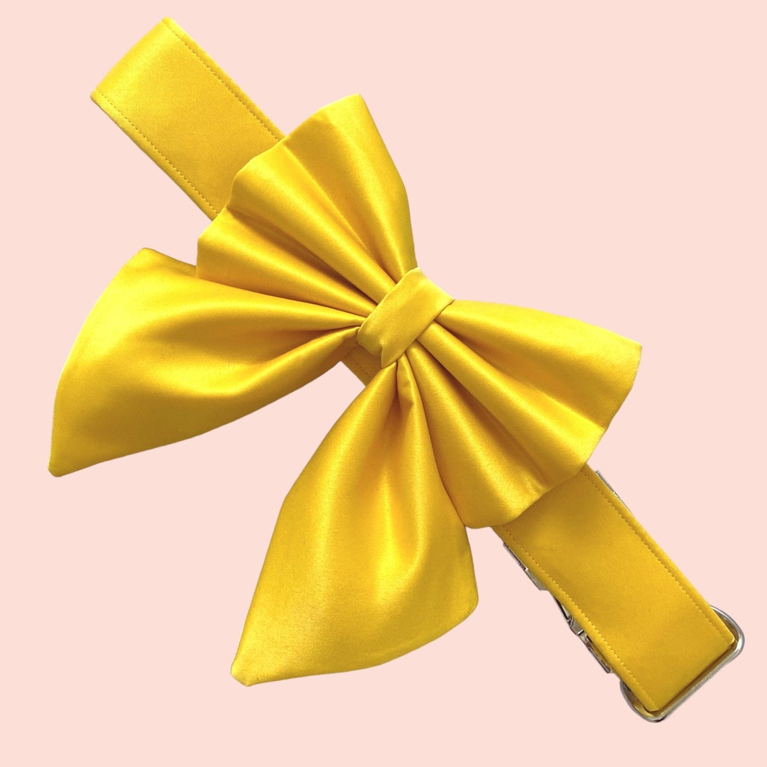 Bright Yellow Dog Bow, Available in Sailor Bow and Bow Tie Style, Silk ...