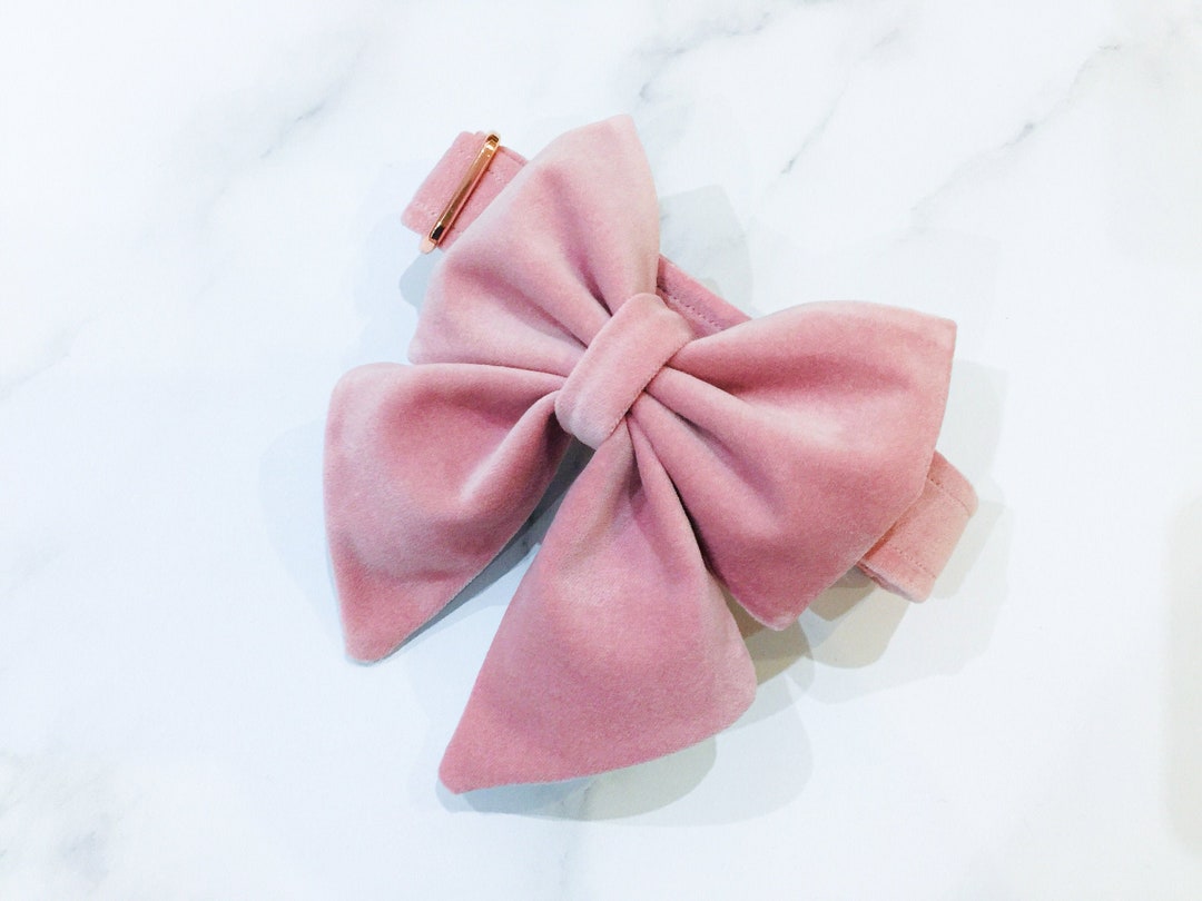 Peony Pink Velvet Dog Bow – Available in Sailor Bow and Bow Tie Styles ...