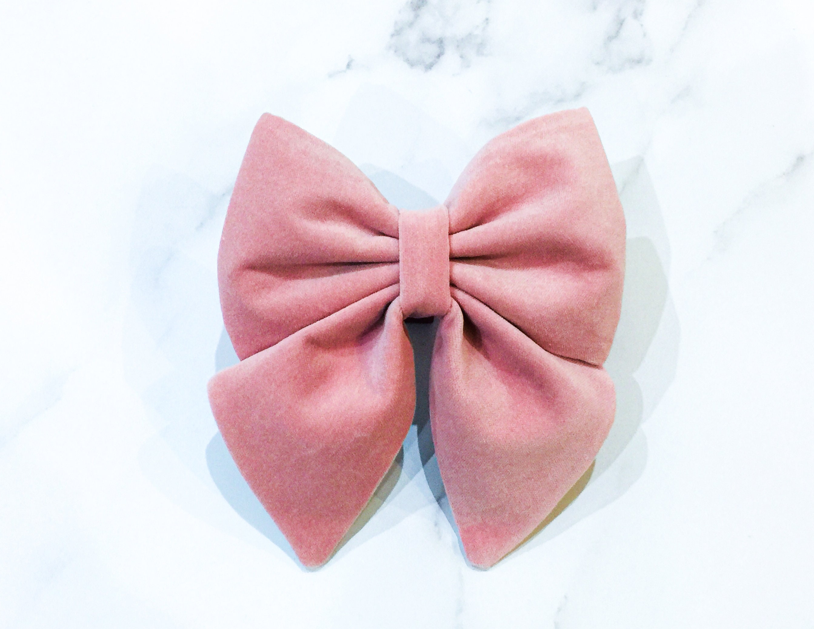 Peony Pink Velvet Dog Bow Available in Sailor Bow and Bow | Etsy UK