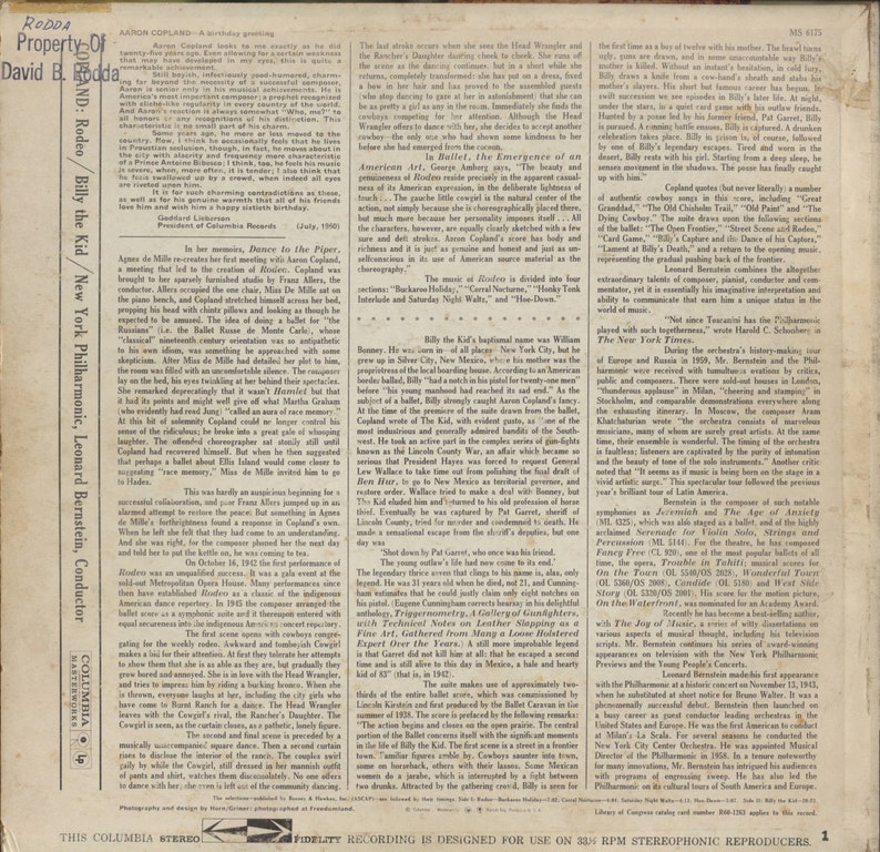 Bernstein Conducts, Copland, Billy the Kid, Rodeo, Birthday Celebration ...
