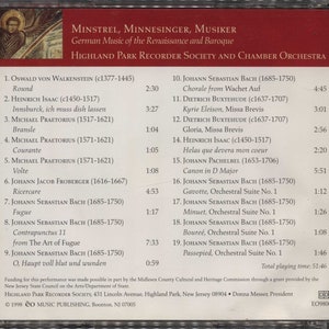 CD Minstrel Music German Renaissance Baroque Highland - Etsy