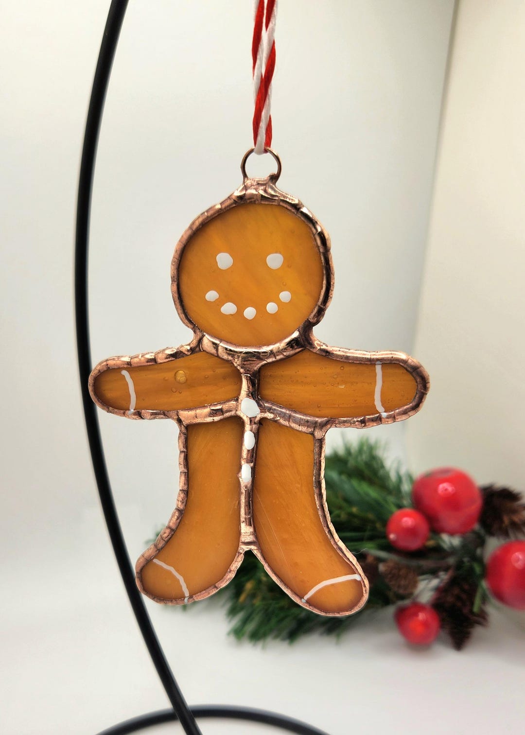 Stained Glass Gingerbread Man With Hand-painted Accents - Etsy