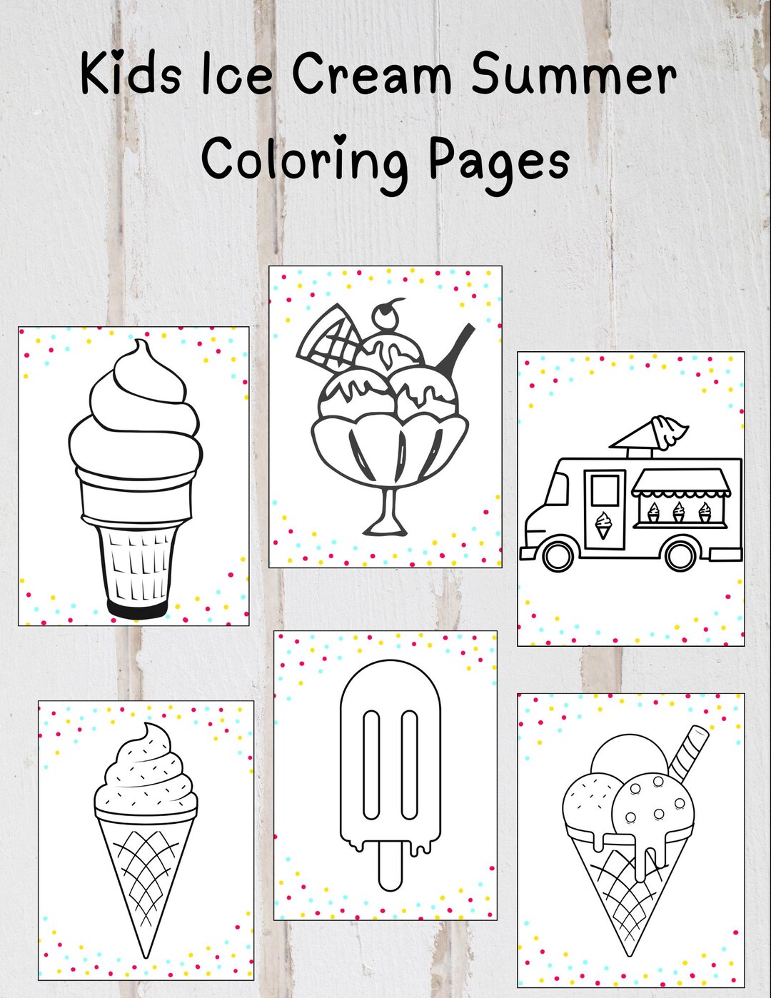 Kids Summer Ice Cream Printable Coloring Pages Screen Free Fun Easy ...