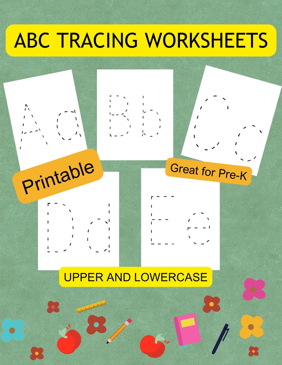 Alphabet Tracing Pages Toddler Preschool Homeschool Autism Upper and ...