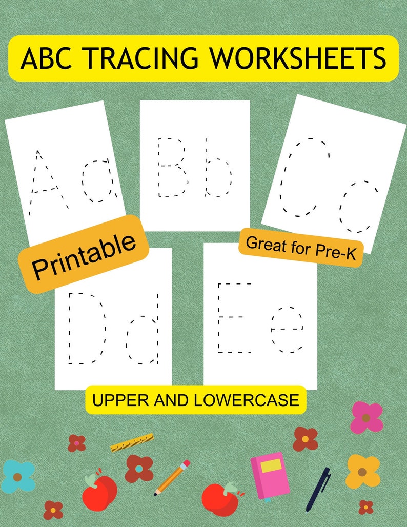 Alphabet Tracing Pages Toddler Preschool Homeschool Autism Upper and ...