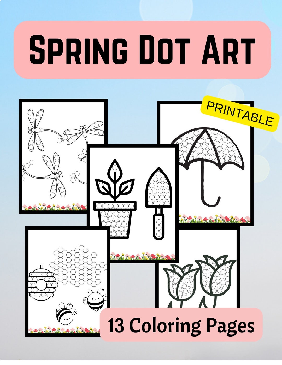Spring Dot Art Printable Preschool Activity Low Demand for Kids Autism ...