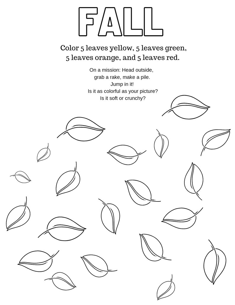 Printable Kids Fall Coloring Activity Pages Toddlers Autumn Digital ...