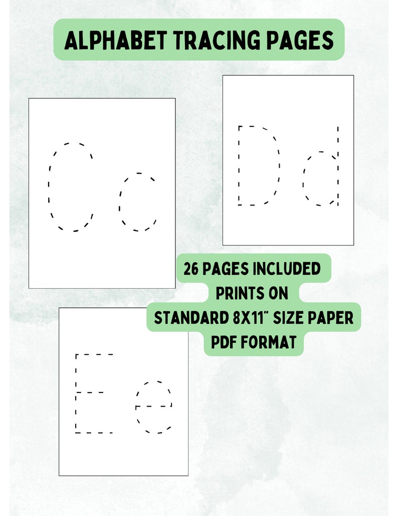 Alphabet Tracing Pages Toddler Preschool Homeschool Autism Upper and ...