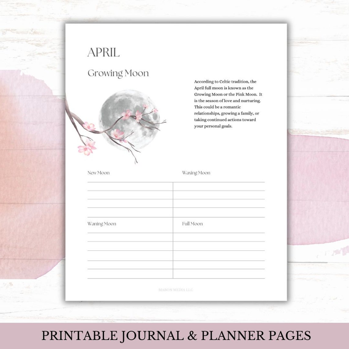 Monthly Moon Printable | Celtic Full Moon Printable | Moon Phase Chart ...