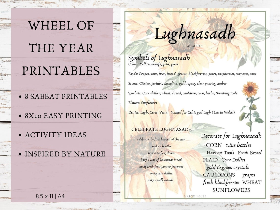 Wheel of Year Printable Pagan Wiccan Sabbat Celebration Word Art PDF ...