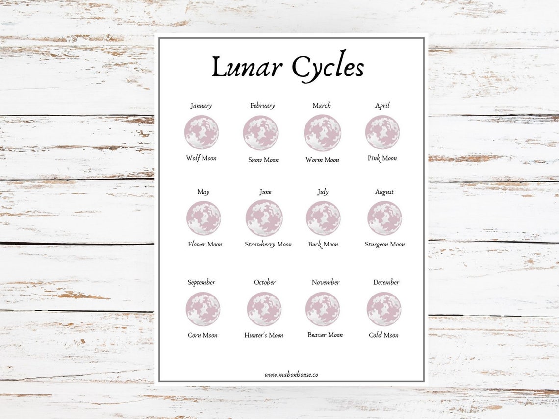 Lunar Cycles & Astrological Signs Printable | Pagan Planner (digital ...