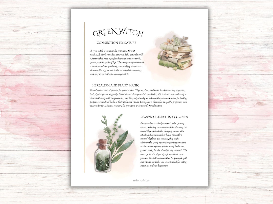 Green Witch Printable | Nature Inspired Printable for Grimoire, Journal ...