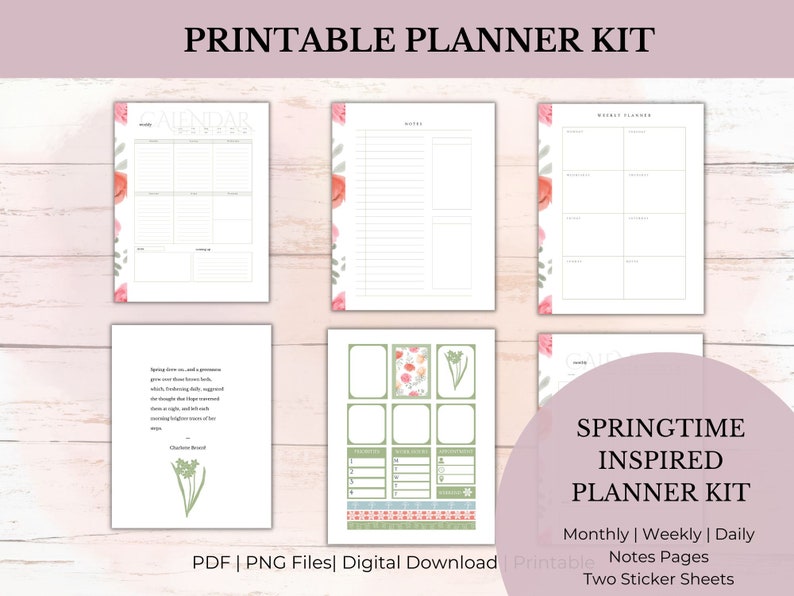 Springtime Printable Planner Kit - Etsy