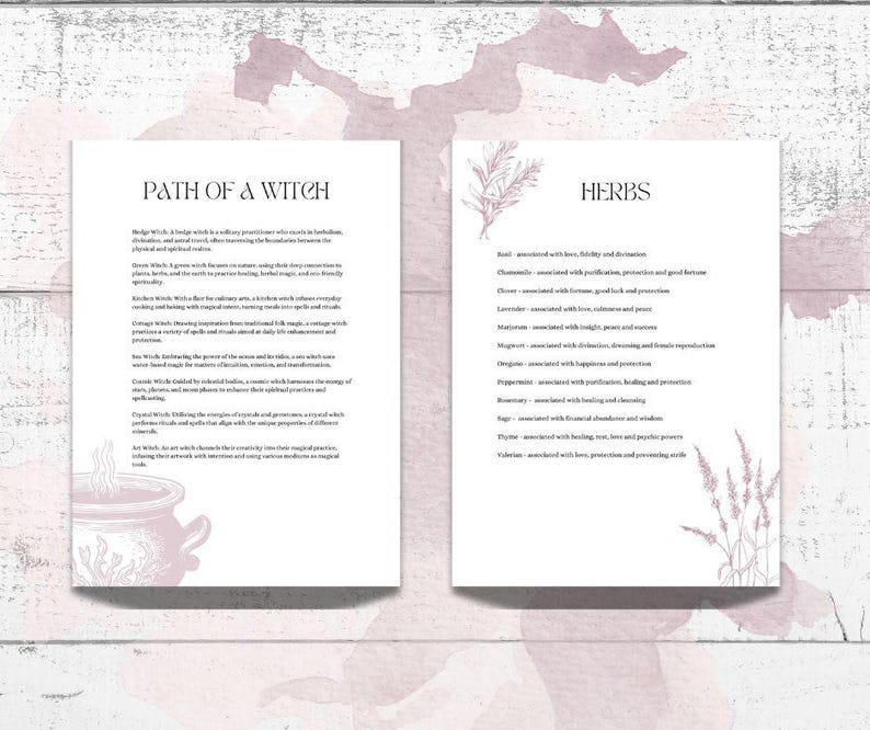 Printable Grimoire Pages (PDF) | Printable Book of Shadows | Grimoire ...