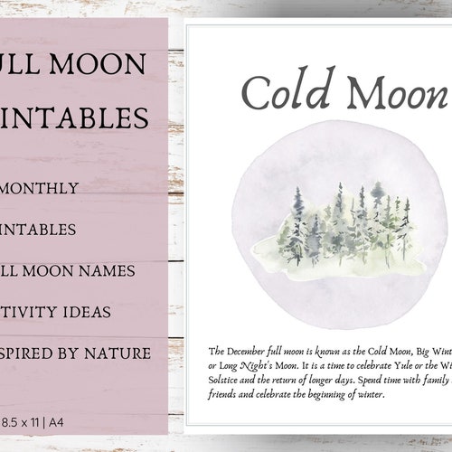 Full Moon Printable Moon Phase Chart Wheel of Year - Etsy