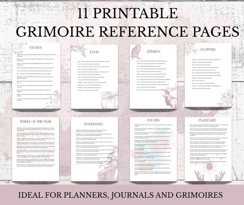 Printable Grimoire Pages (PDF) | Printable Book of Shadows | Grimoire ...