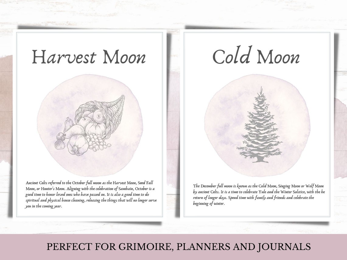 Celtic Full Moon Printable | Moon Phase Chart | Wheel of Year ...