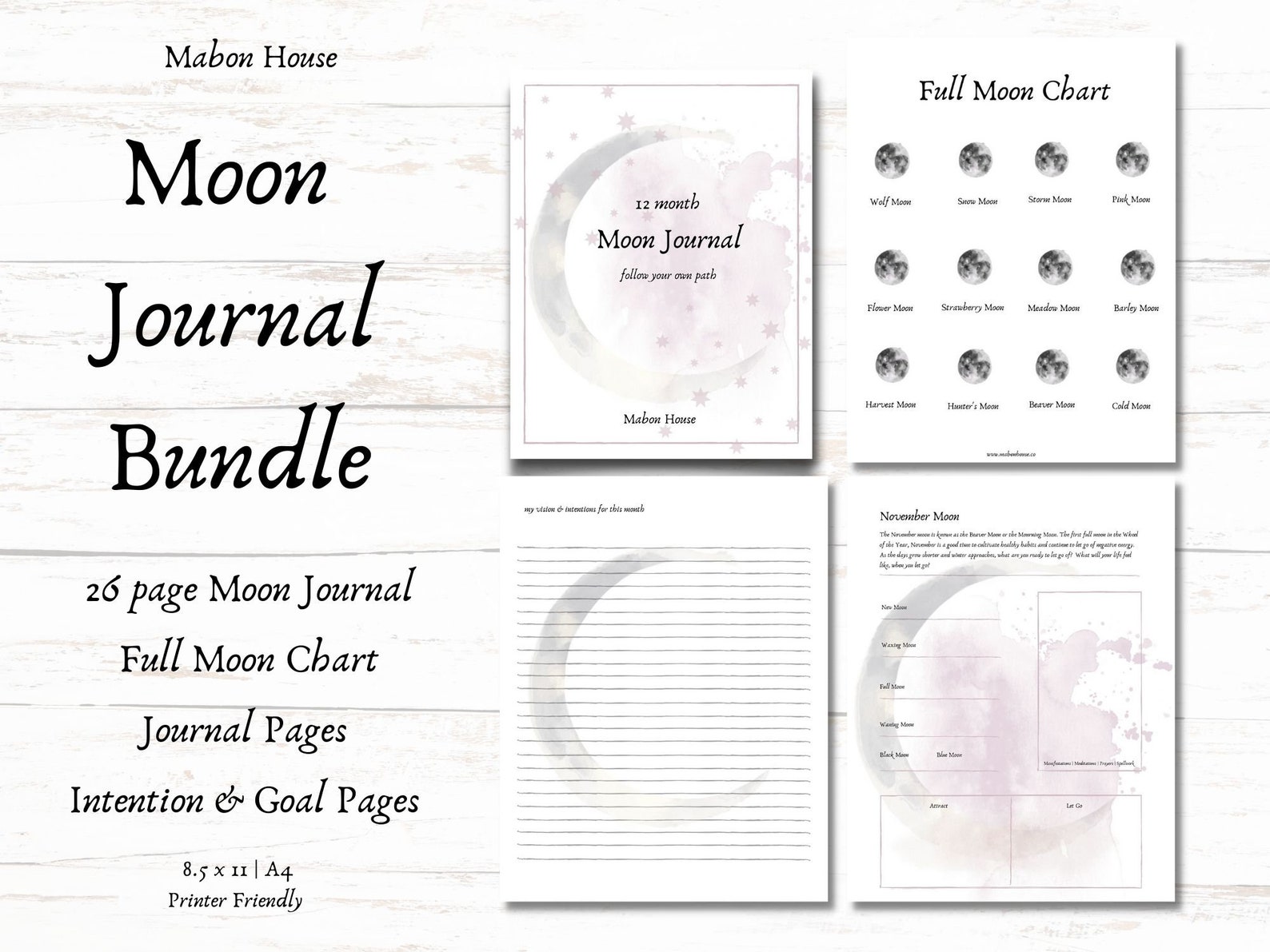 Moon Journal | Moon Phase Chart | Wheel of Year | Calendar | Pagan ...