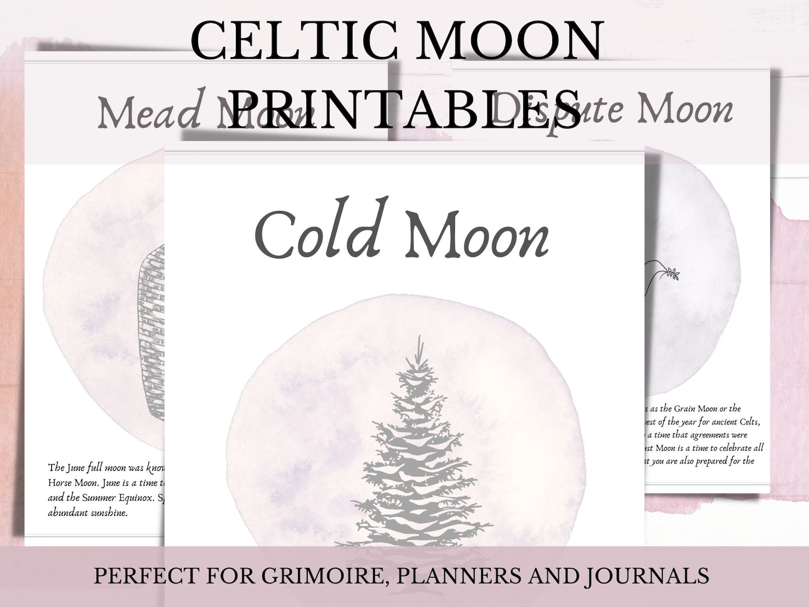 Celtic Full Moon Printable Moon Phase Chart Wheel of Year - Etsy