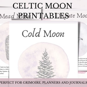 Celtic Full Moon Printable Moon Phase Chart Wheel of Year - Etsy