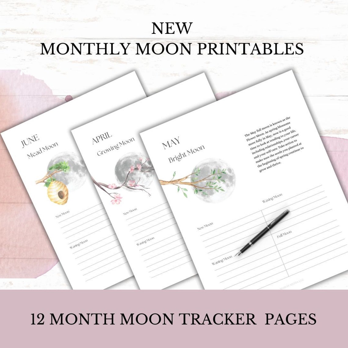 Monthly Moon Printable | Celtic Full Moon Printable | Moon Phase Chart ...