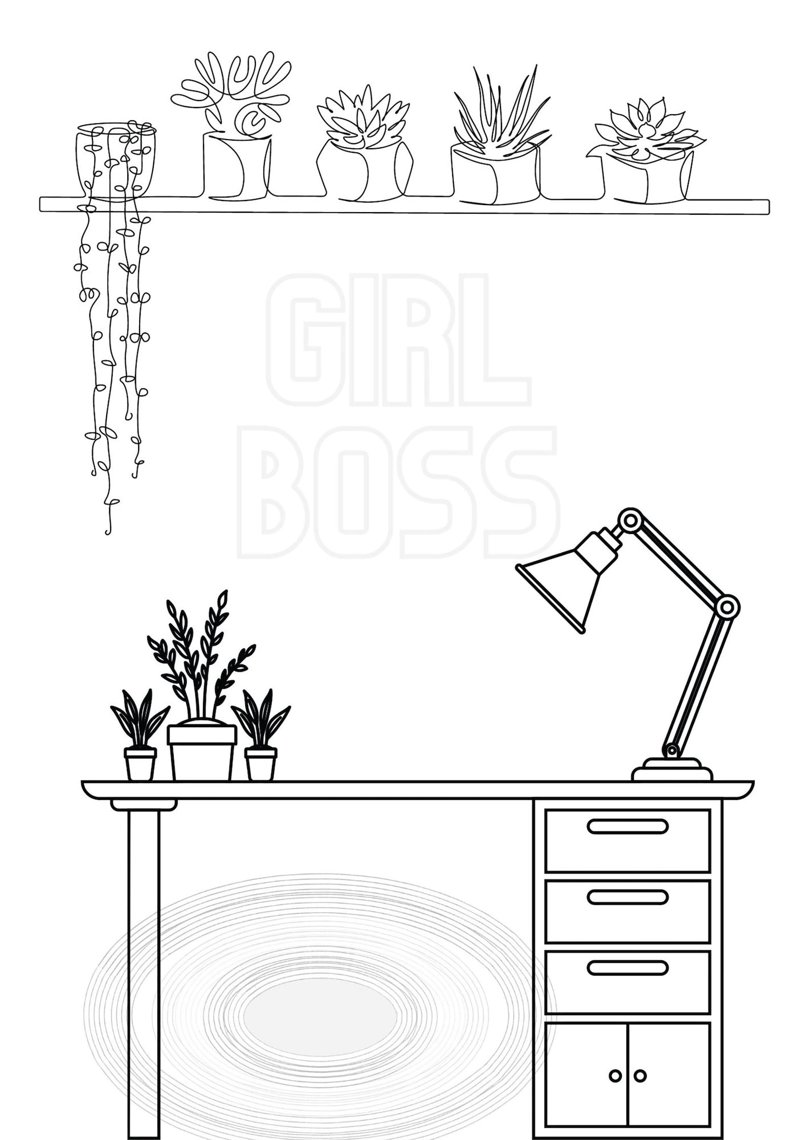 Girl Boss, Digital Prints, Digital Coloring Sheets, Girl Power, Digital ...