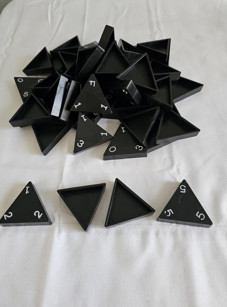 Tri-ominos Game Replacement Set of 56 Tiles - Black With White Numbers ...