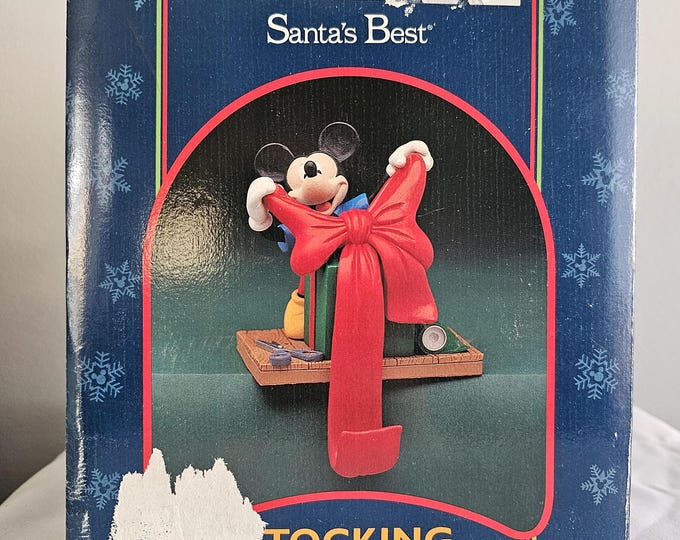 1996 Disney Mickey Mouse Stocking Hanger - Mickey Tying Large Bow - Etsy