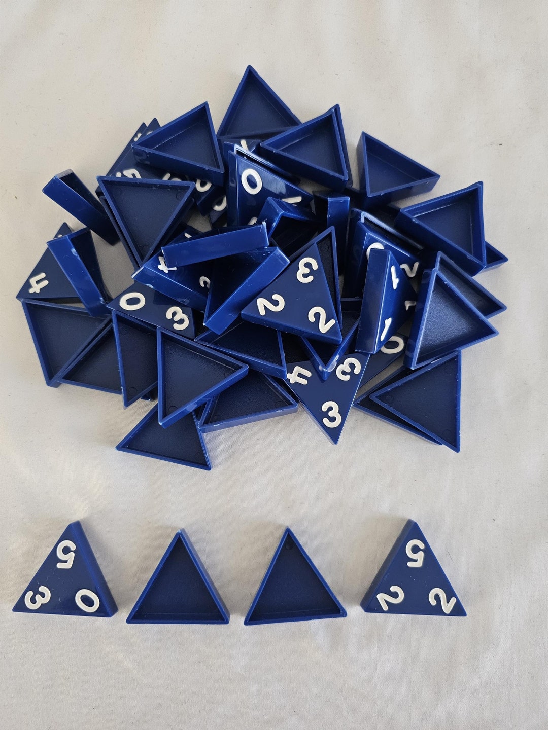 Tri-ominos Game Replacement Set of 56 Tiles - Blue With White Numbers ...