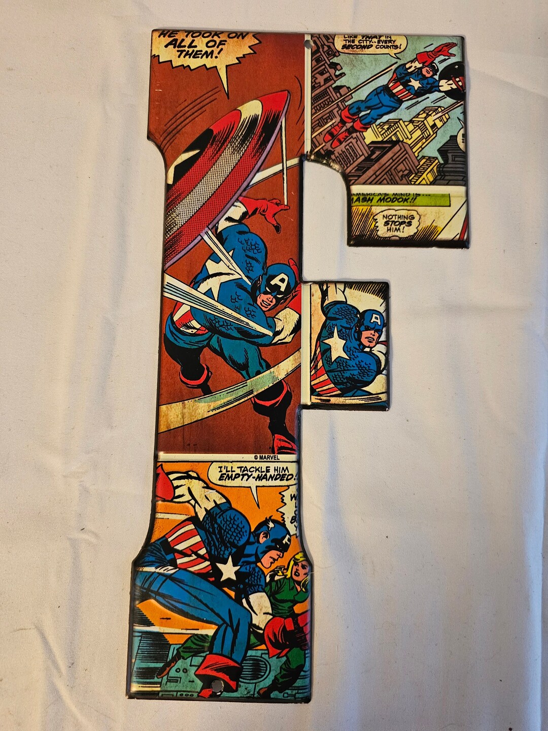 10" Marvel Retro Comics Metal Wall Sign Letter 'F' - Captain America - Etsy