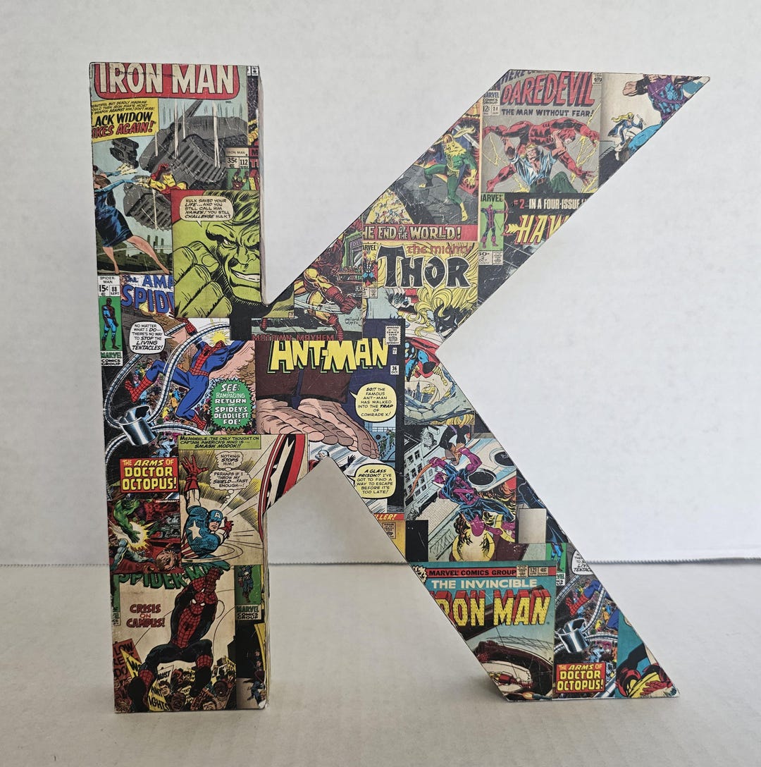 10" Marvel Retro Comics Pattern Wood Letter 'K' - Etsy
