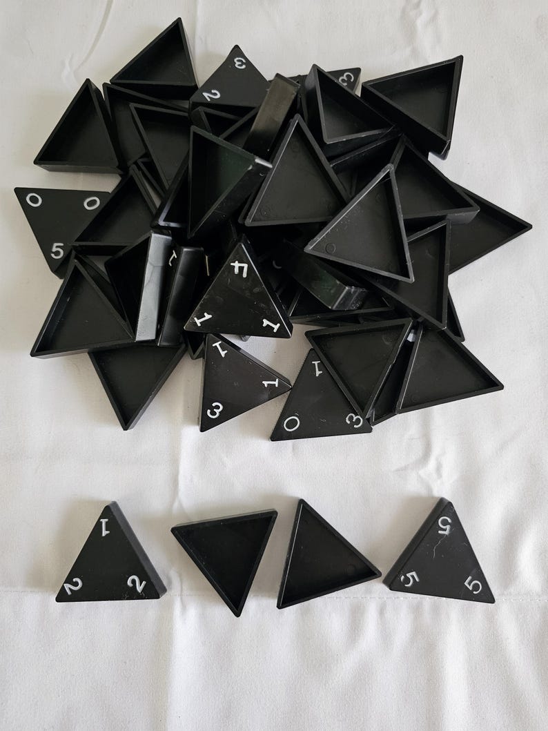 Tri-ominos Game Replacement Set of 56 Tiles - Black With White Numbers ...