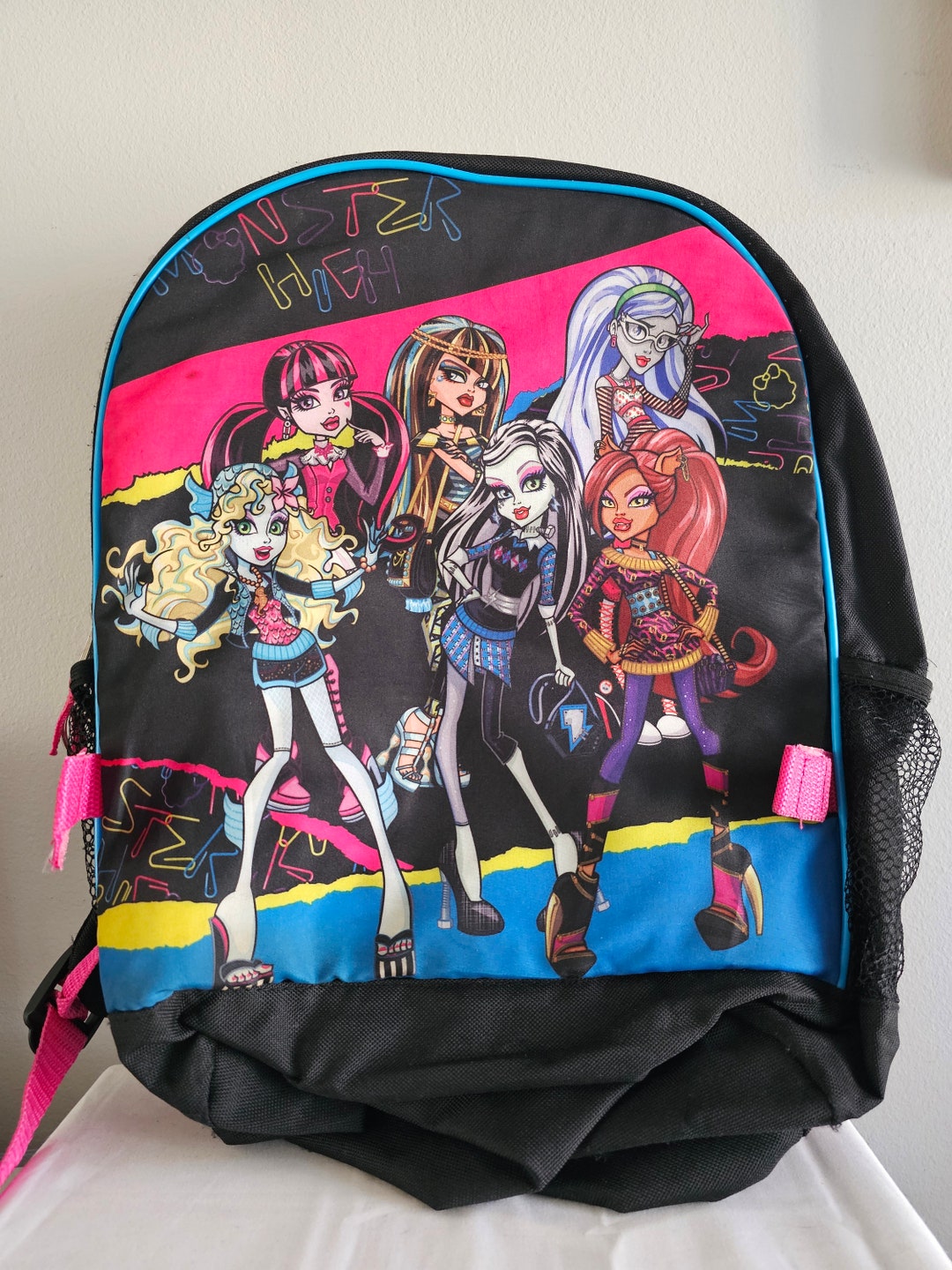 16" Monster High Backpack - Black and Pink - Etsy