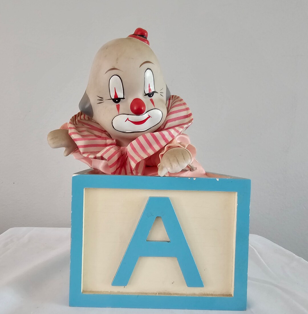 Vintage Porcelain Head Clown Music Box in ABC Box Wind Up - Etsy
