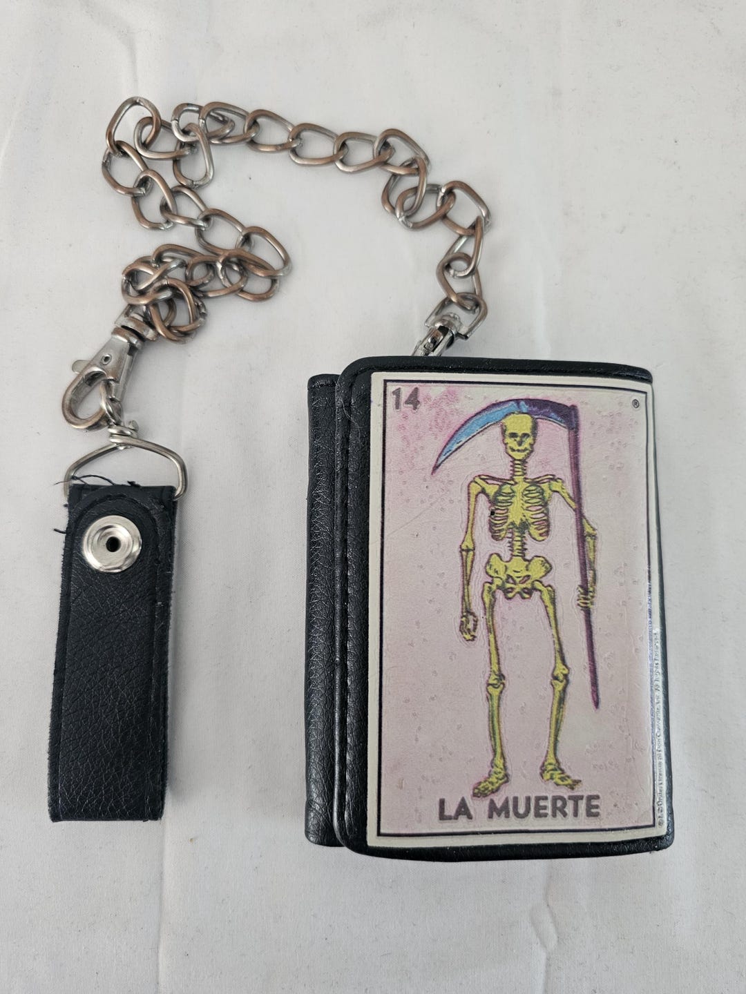 La Muerte Loteria Chain Wallet Skeleton With Scythe - Etsy