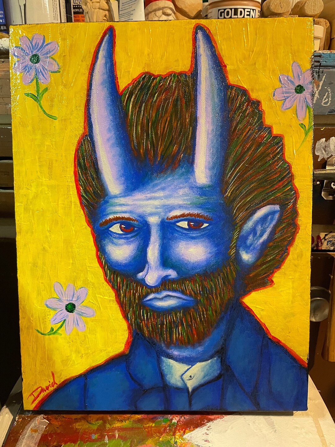 Original Painting on Canvas / Canvas 12x16 Entitled the Blue Demon by ...