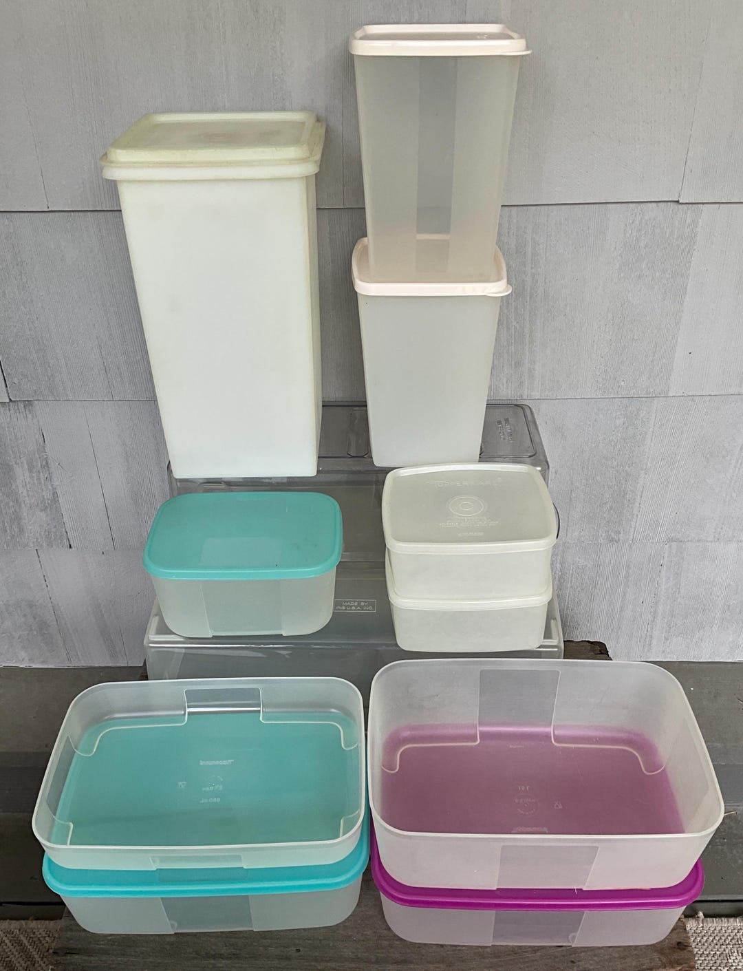 Vintage Tupperware Cracker Keeper or Freezer Mates Medium 2 Small 2 ...
