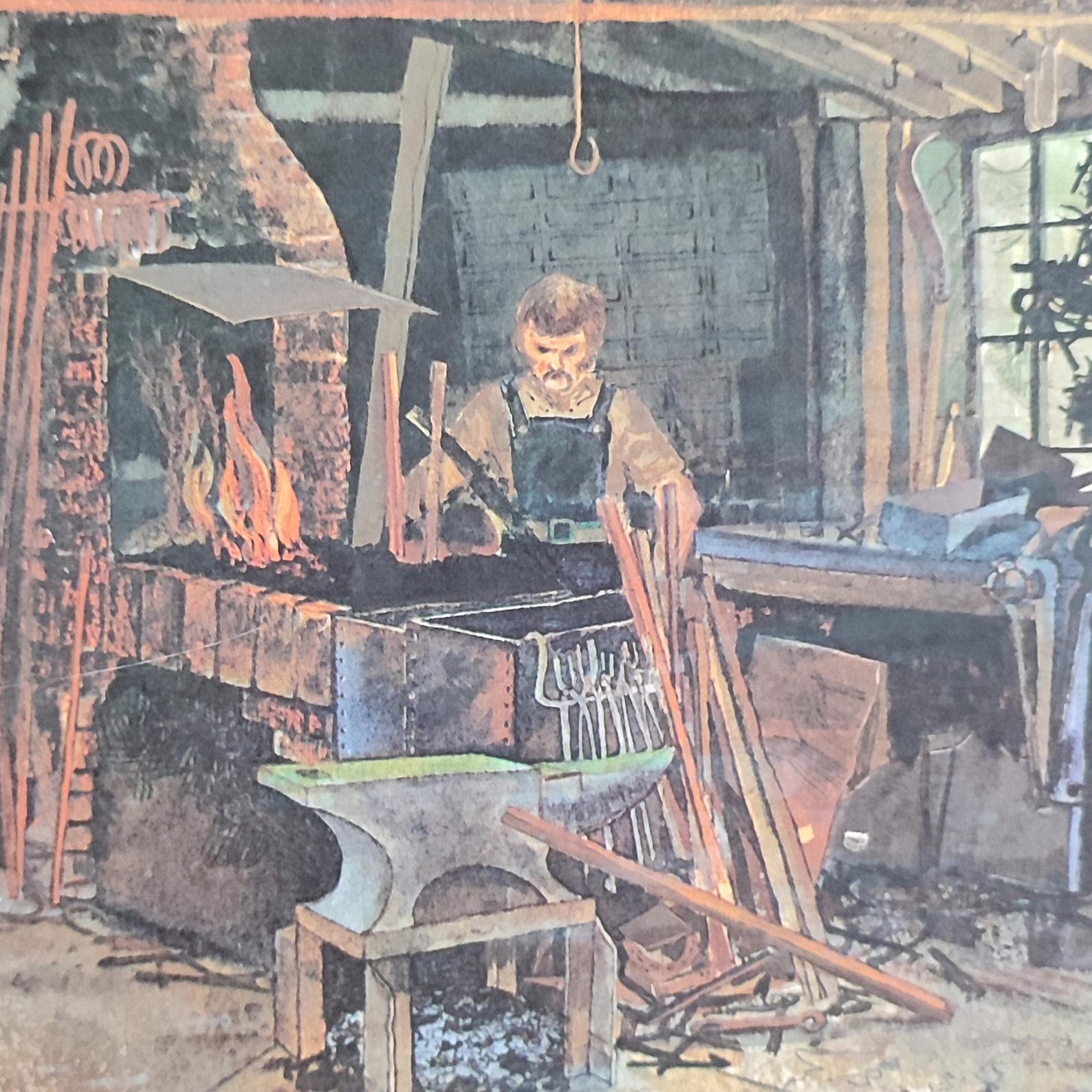 Vintage Signed 'the Forge' Print by Gordon Rushmer, Framed Blacksmith ...