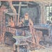 Vintage Signed 'the Forge' Print by Gordon Rushmer, Framed Blacksmith ...